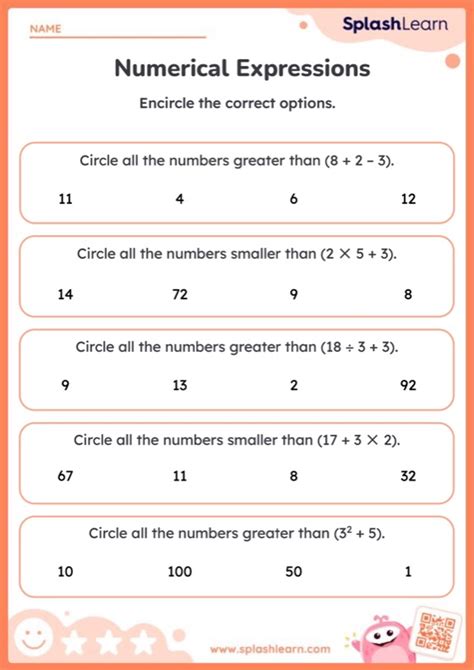Numerical Expressions Worksheets For 5th Graders Online SplashLearn
