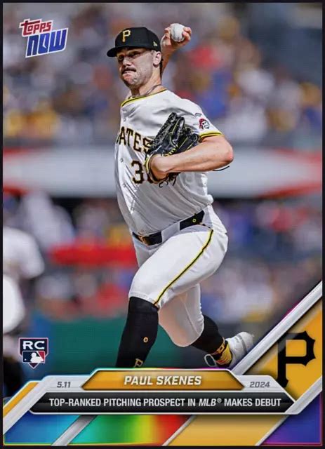 Paul Skenes Topps Now Fait Ses D Buts Recrue Mlb Rare Carte