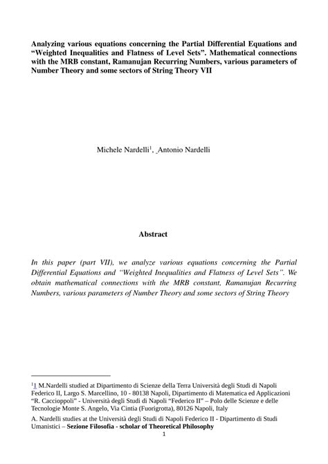 Pdf Analyzing Various Equations Concerning The Partial Differential