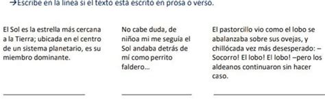 escribe la línea si el texto está escrito en prosa o versoAYUDAAA XFAAA