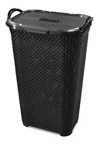 Cesto Retangular Para Roupa Rattan Preto Tampa E Alca Mercadolivre