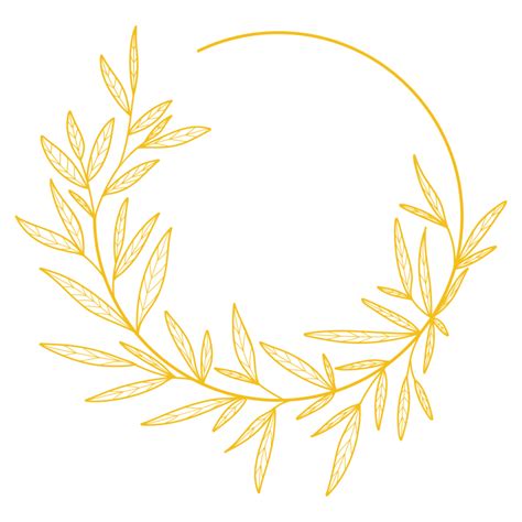 Gold Circle Frame Leaves Png