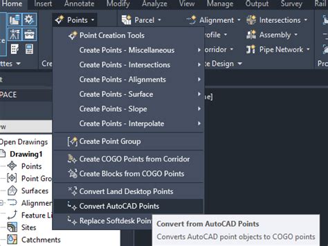 如何从 AutoCAD 点创建 Civil 3D 曲面