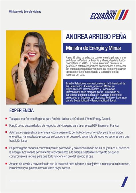 Andrea Arrobo nueva Ministra de Energía y Minas