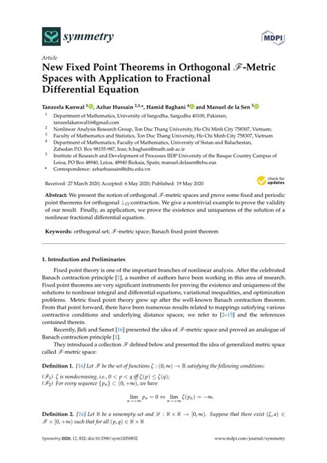 pdf new fixed point theorems in orthogonal f metric spaces with application to fractional