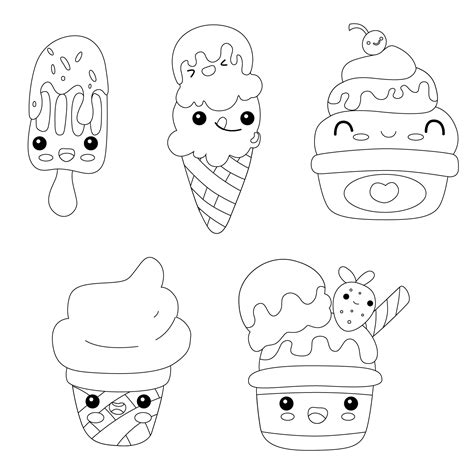 Dibujos Kawaii De Helados Para Colorear Alikawaii