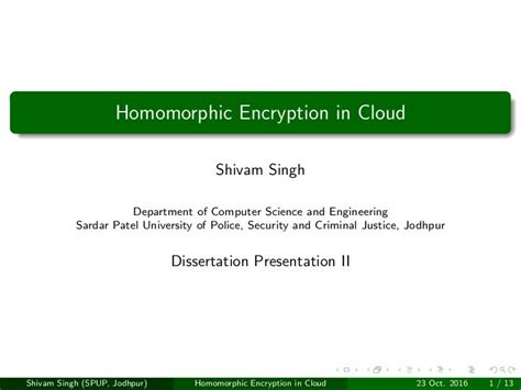homomorphic encryption in cloud computing ppt pdf on the use of homomorphic encryption to