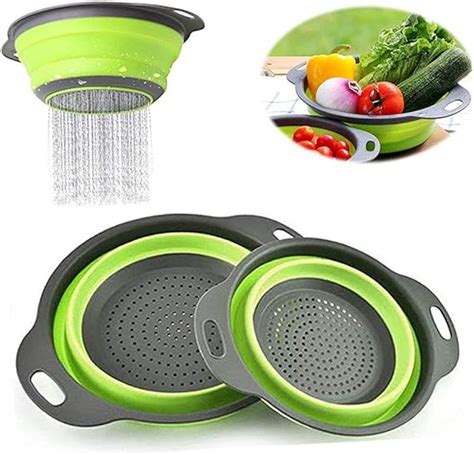 2 pièces passoires de Cuisine Pliables Silicone Alimentaire Passoire