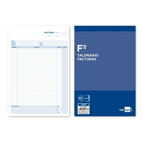 TALONARIO LIDERPAPEL FACTURAS FOLIO ORIGINAL Y COPIA T223 CON I V A