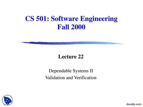 dependable systems ii validation and verification software engineering lecture slides docsity