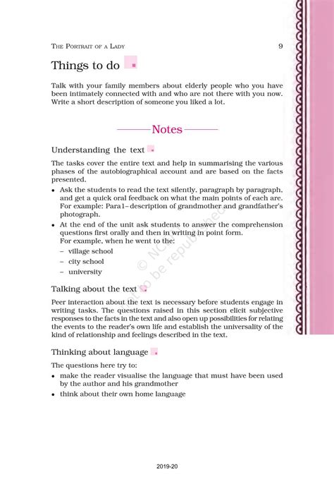 The Portrait Of A Lady Ncert Book Of Class English Hornbill