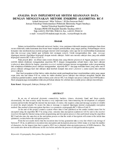 pdf analisa dan implementasi sistem keamanan data dengan menggunakan metode enkripsi algoritma