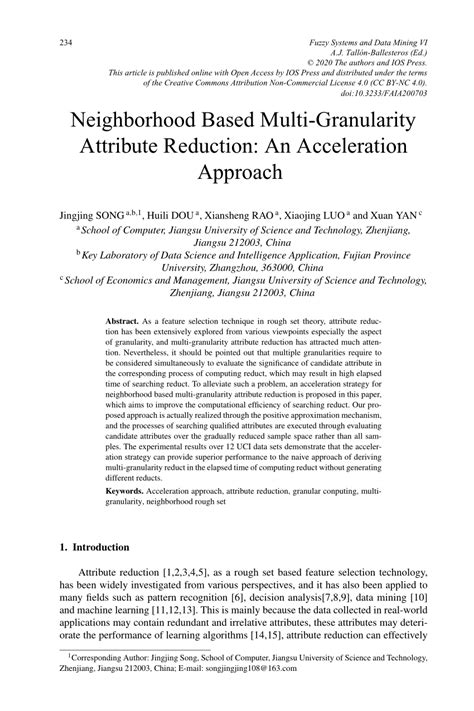 pdf neighborhood based multi granularity attribute reduction an acceleration approach