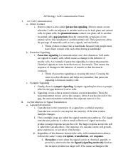 AP Biology Cell Communication Notes Docx AP Biology Cell