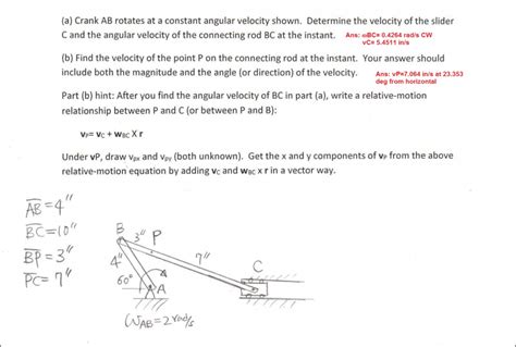 crank ab rotates at a constant angular velocity