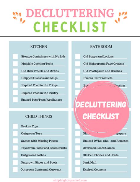 Free Printable Declutter Checklist Fessmusic