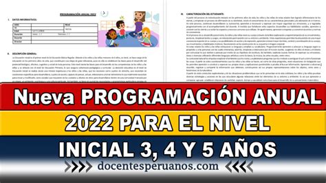 Nueva PROGRAMACIÓN ANUAL 2022 PARA EL NIVEL INICIAL 3 4 Y 5 AÑOS