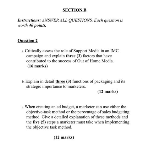 solved section b instructions answer all questions each