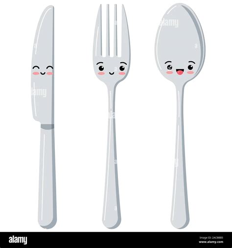 Spoon Cutlery Kawaii Character Cut Out Stock Images Pictures Alamy