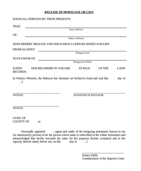 Free Printable Lien Release Form Printable Forms Free Online