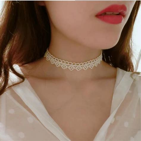 Fashion High Quality Sexy White Lace Choker Necklace For Women Elegant Black Hollow Flower