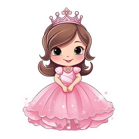 Una Princesa De Dibujos Animados Con Un Vestido Rosa Y Una IA
