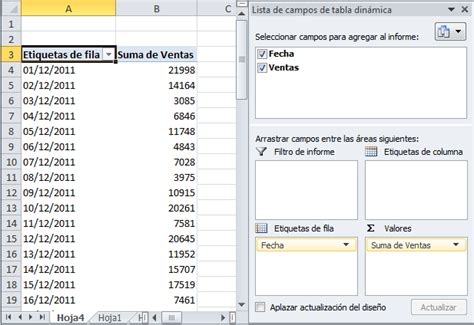 Agrupar por fechas una tabla dinámica Excel Total