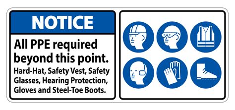 Notice Ppe Required Beyond This Point Hard Hat Safety Vest Safety