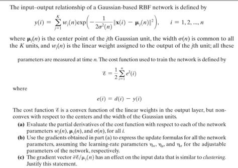 solved the input output relationship of a gaussian based rbf