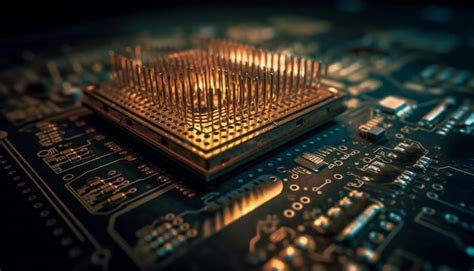 Placa De Circuito Compleja Con Semiconductores Brillantes Y Componentes