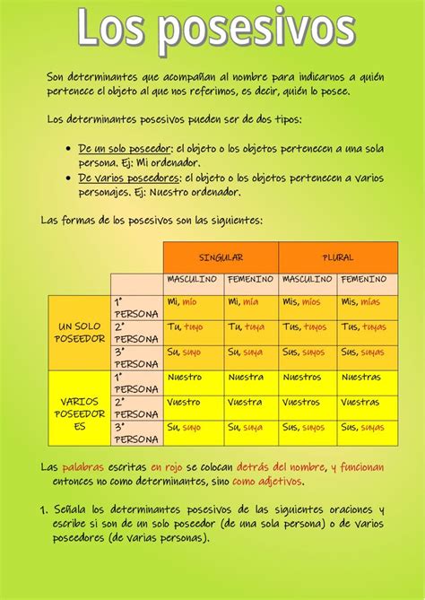 Determinantes Posesivos Online Activity For Tercer Ciclo You Can Do