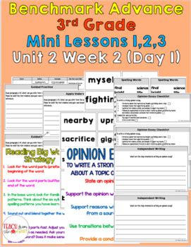 Benchmark Advance Rd Grade Unit Week Day Mini Lessons