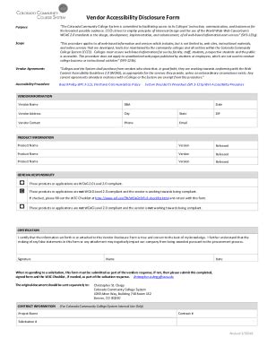 Fillable Online Vendor Accessibility Disclosure Form Fax Email Print