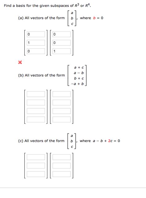 solved find a basis for the given subspaces of r3 or r4 a