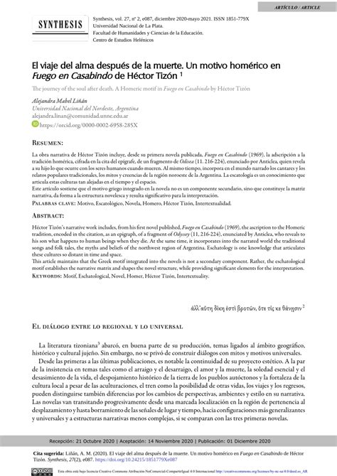 PDF El viaje del alma después de la muerte Un motivo homérico en