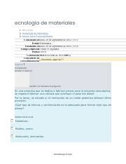 Tecnología de materiales Puntos extra 5 autocalificable pdf ecnología