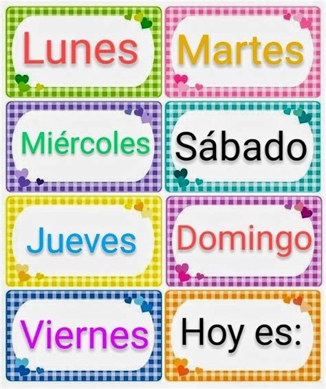 Días de la semana Actividades de aprendizaje preescolares