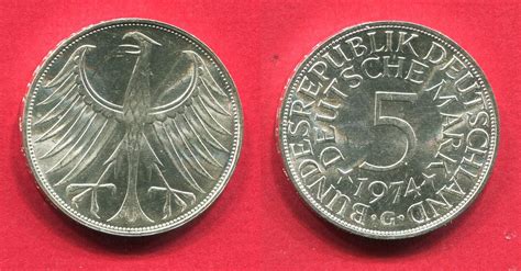 Bundesrepublik Deutschland 5 DM Silber Kursmünze 1974 G Silberadler