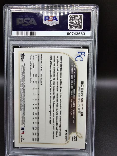 Topps Chrome Sp Bobby Witt Jr Rc Rookie Royals Psa Ebay