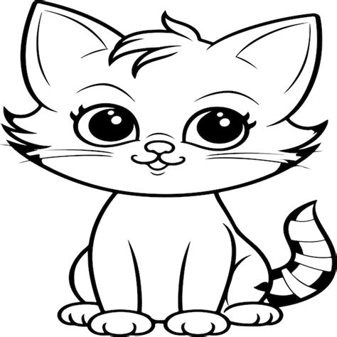 Página sencilla para colorear de gatos para niños Vector Premium
