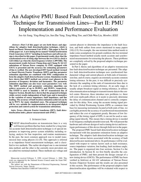 pdf an adaptive pmu based fault detection location technique for transmission lines ii pmu