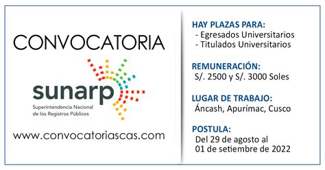 CONVOCATORIA SUNARP CAS 5 Plazas Administración Contabilidad