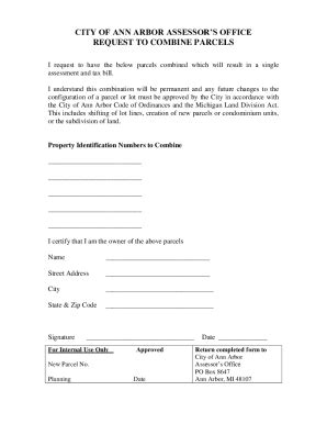 Fillable Online Request To Combine Parcels Pdf Fax Email Print PdfFiller