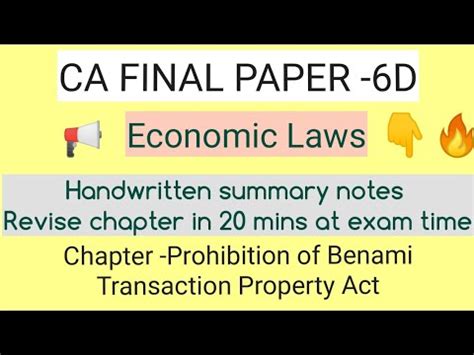 Ca Final Chapter Of Economic Law Paper D Handwritten Notes In A