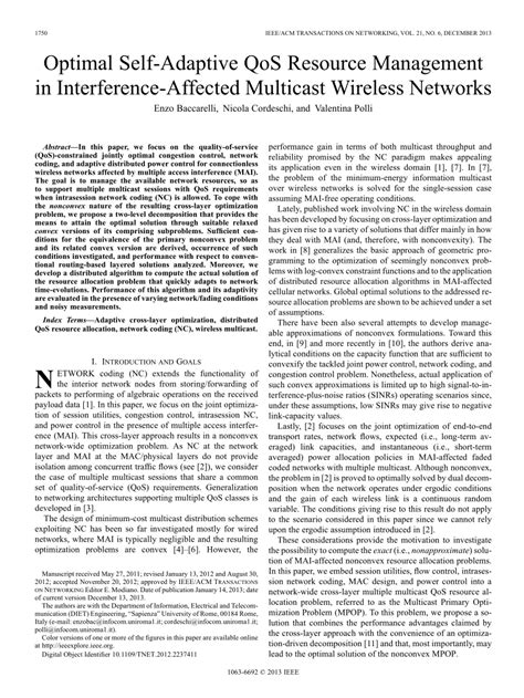 pdf optimal self adaptive qos resource management in interference affected multicast wireless