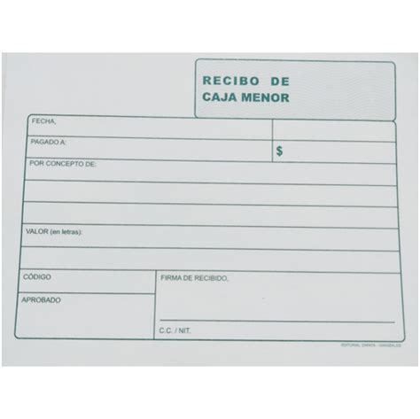 Forma Ediza Recibo Caja Menor X Papeleriaeditorialzapata