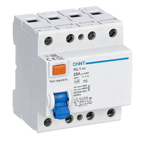 Interruptor diferencial puro Chint NL1 63 25A 4P 30MA Tipo CA 4 Módulos