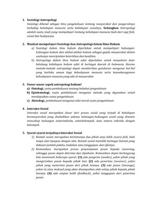 Soal Sosiantro 2 Kumpulan Soal Soal Sosiologi Dan Antropologi Hukum