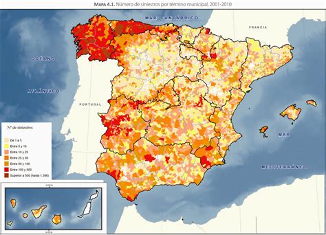 Educación Forestal Mapa de incendios forestales de España 2001 2010