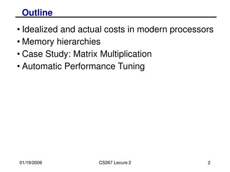 ppt high performance programming on a single processor memory hierarchies matrix
